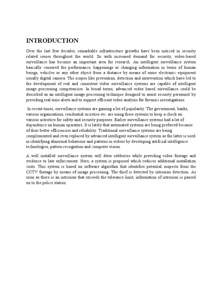 Synopsis For Smart Surveillance System Using Computer Vision Pdf Python Programming