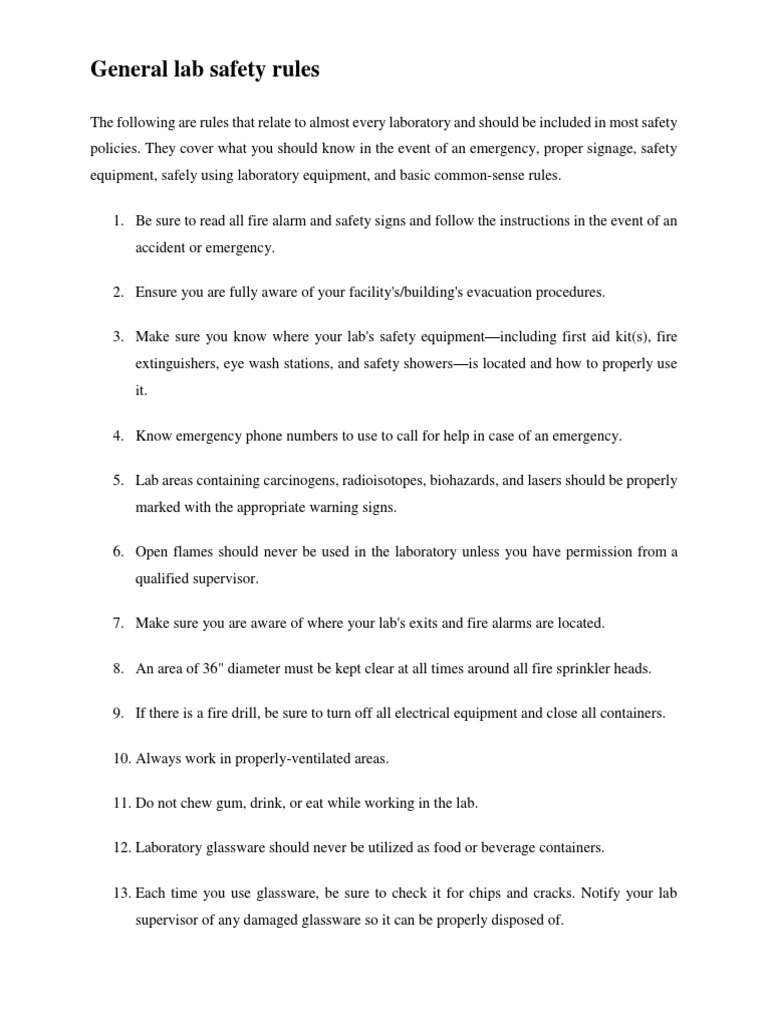 General Lab Safety Rules | PDF | Chromatography | Spectrophotometry