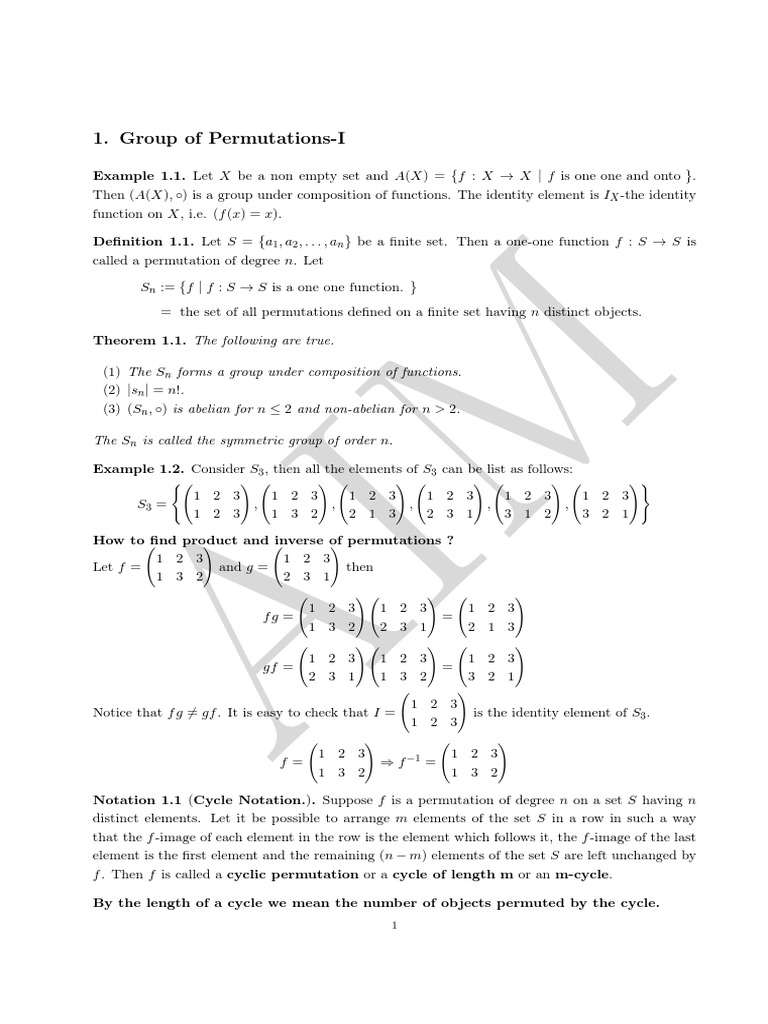 MA Lecture 5 Group of Permutations | PDF | Permutation | Algebra