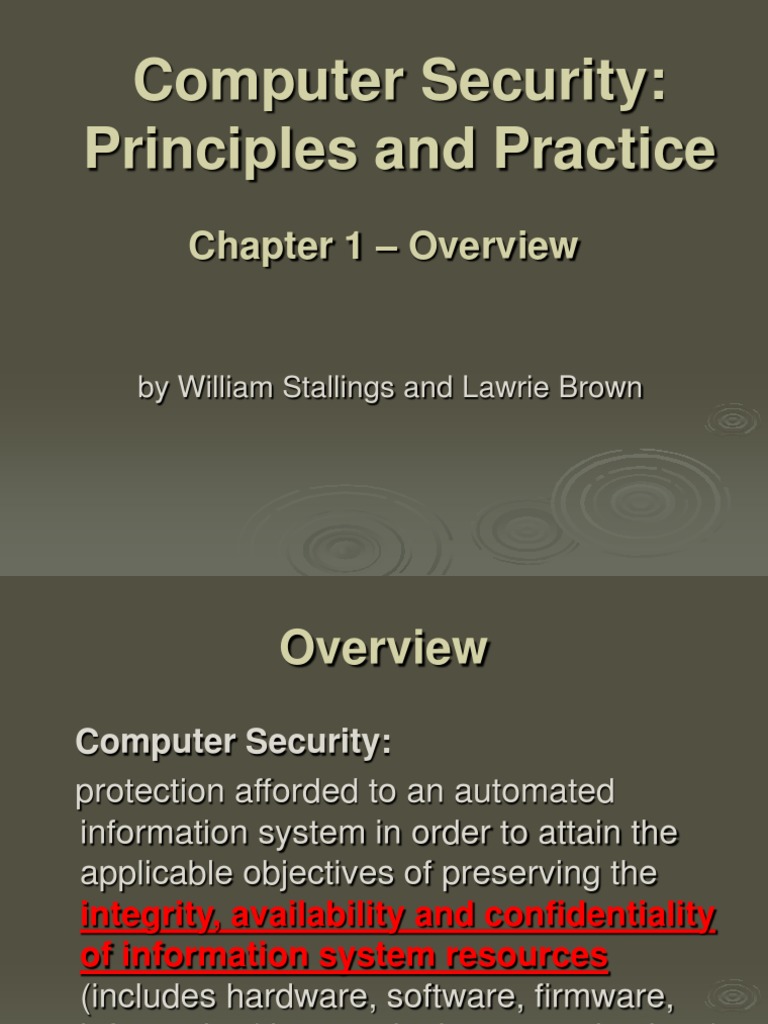 Chapter 1 Of Computer Security Pdf Threat Computer Information Security