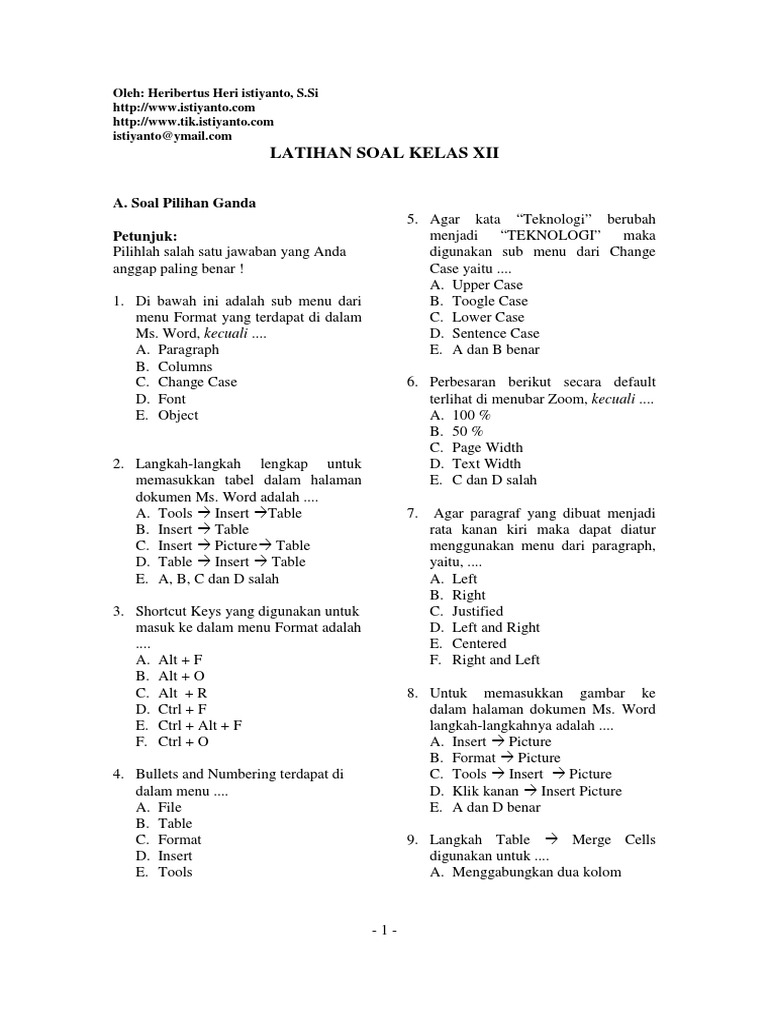 A. Soal Pilihan Ganda | PDF