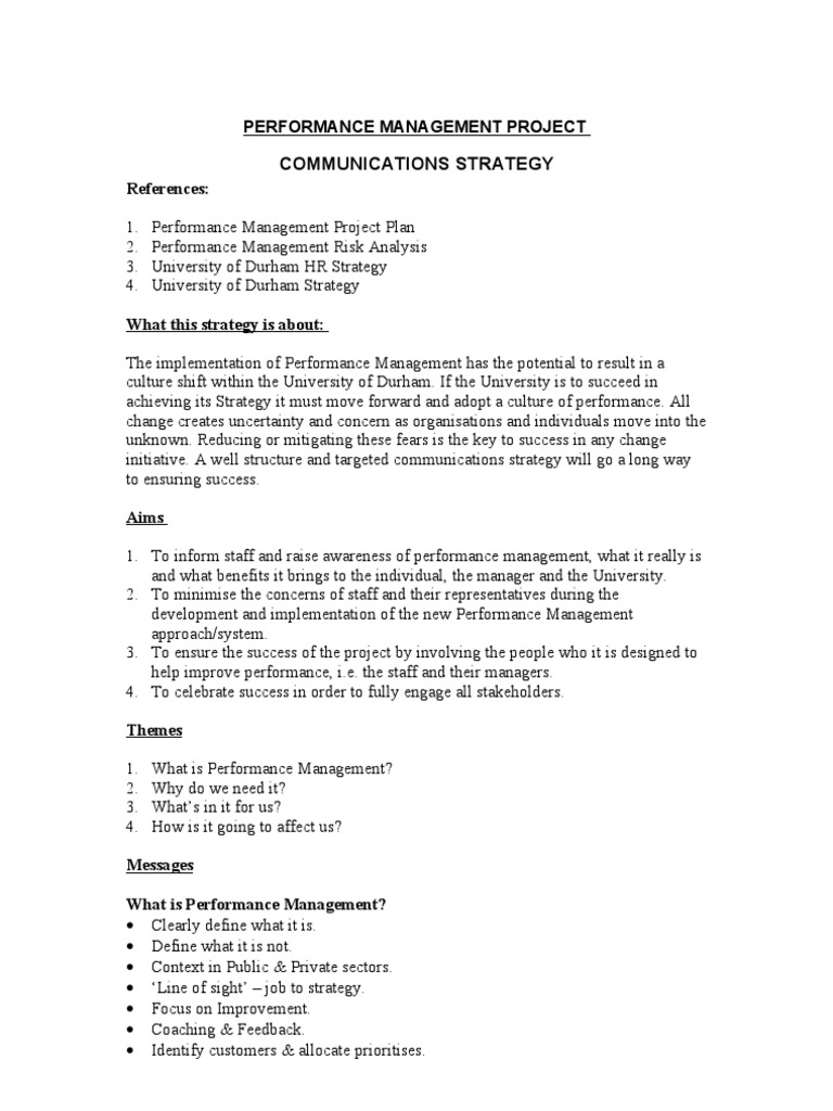 Performance Management Project - Communications Strategy | PDF ...