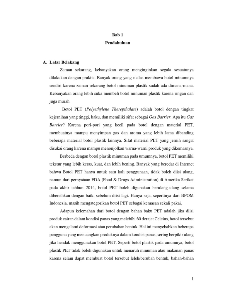 Proses Pembuatan Botol Plastik PET | PDF