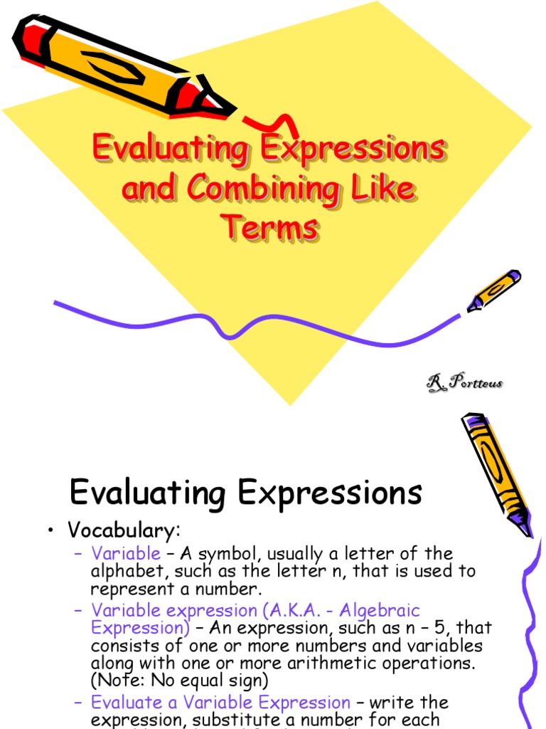 Evaluating Algebraic Expressions Guide | PDF | Fraction (Mathematics ...