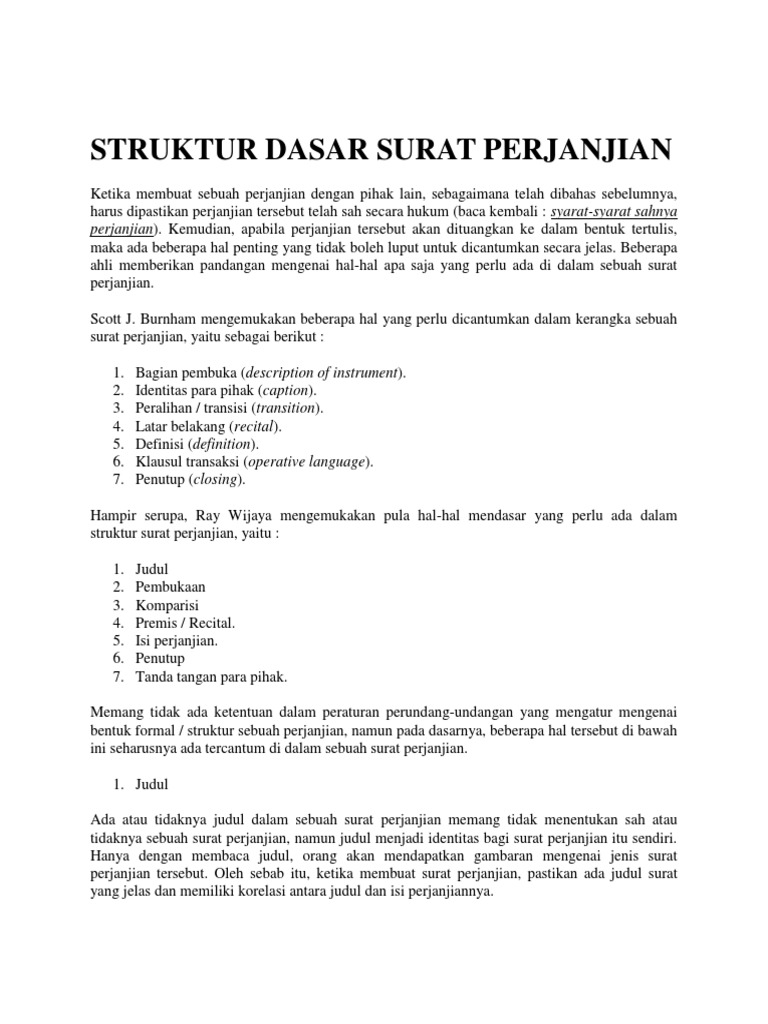 Struktur Dasar Surat Perjanjian | PDF