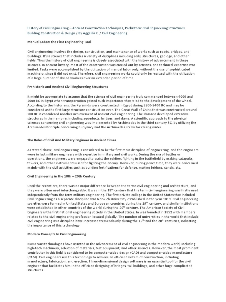 Ancient Civil Engineering Techniques | PDF | Civil Engineering | Surveying