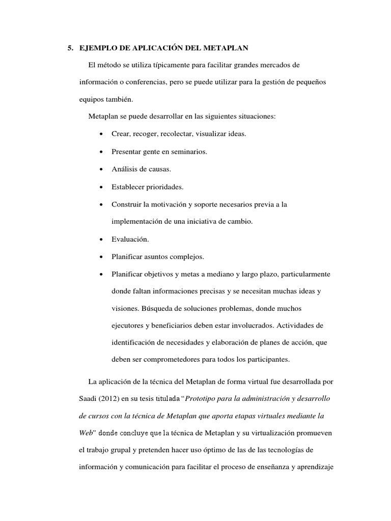 Ejemplo de Aplicación Del Metaplan | PDF | Planificación | Evaluación
