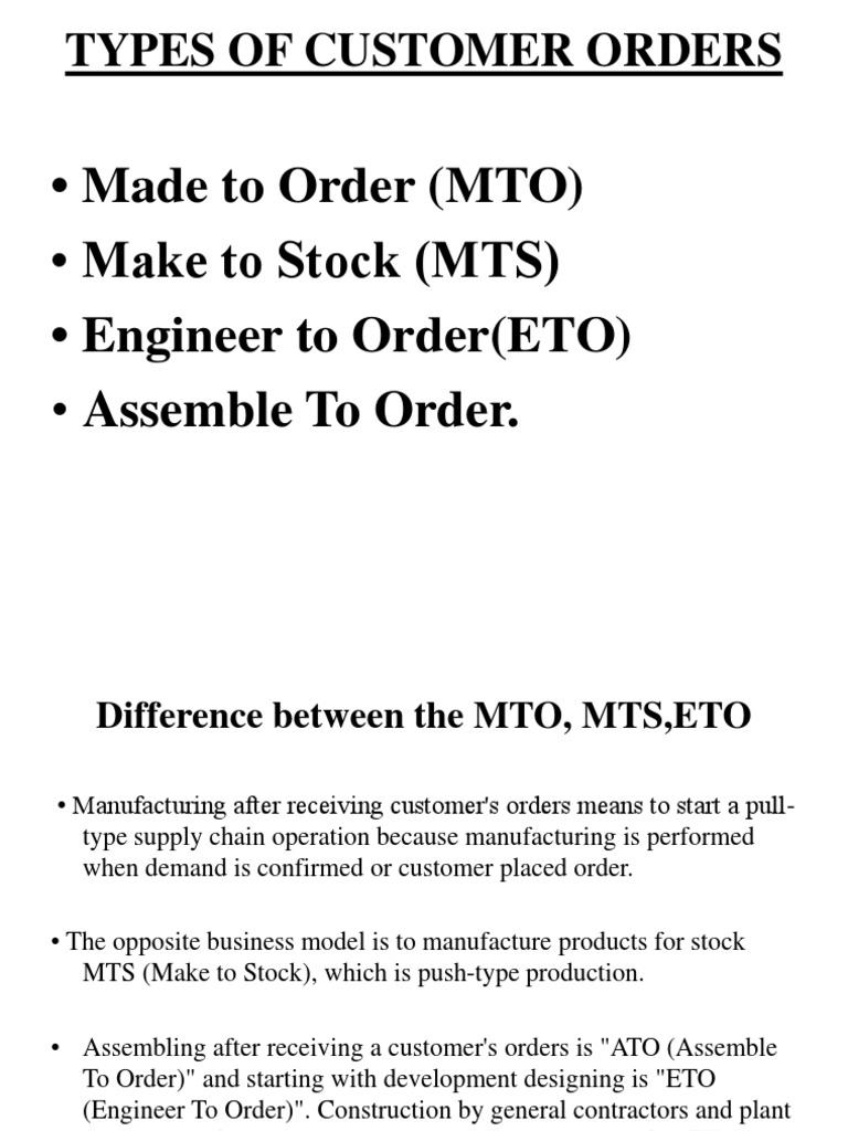 Type of Customer Order | PDF | Supply Chain Management | Business ...