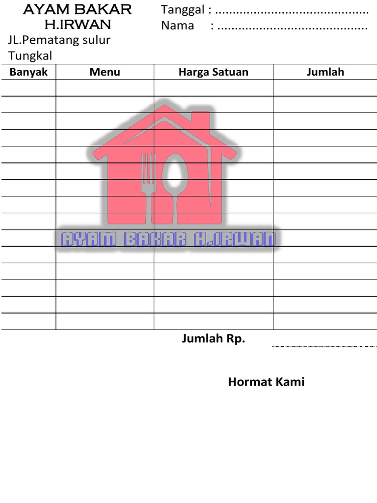 Nota Makan AYAM BAKAR | PDF