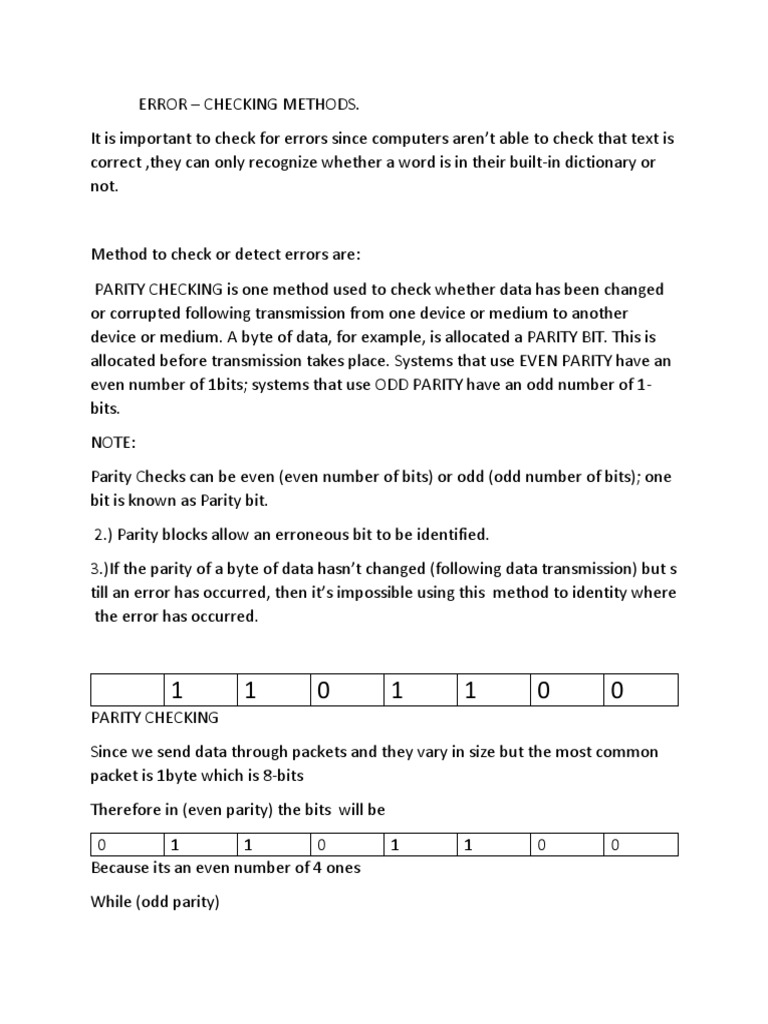 Error Checking Note | Download Free PDF | Error Detection And Correction | Computer Architecture