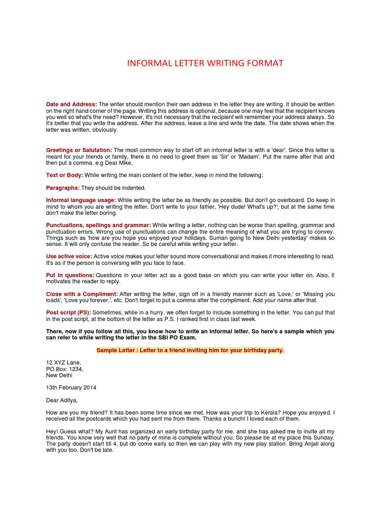 Informal Letter | PDF | Punctuation | Written Communication