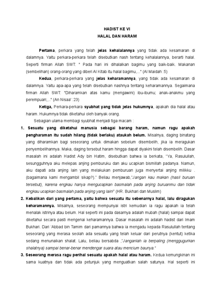 Hadis Tentang Halal Dan Haram | PDF