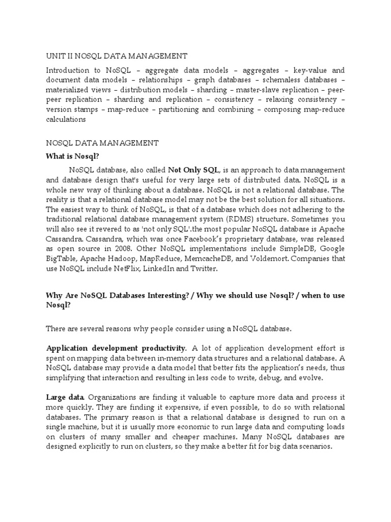 Big Data Notes | Download Free PDF | No Sql | Replication (Computing)