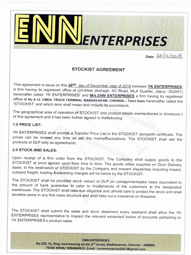 Stockist Agreement | PDF