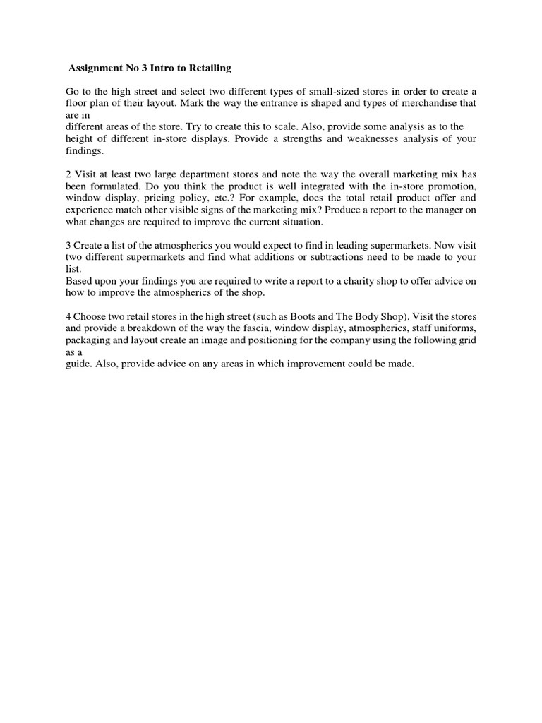 Assignment No 3 Intro To Retailing | PDF