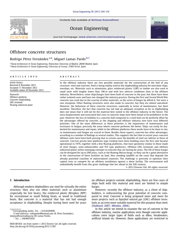 Advantages of Concrete in Offshore Structures | PDF | Concrete ...