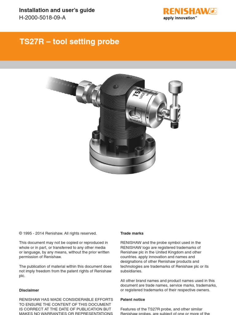 TS27R Tool Setting Probe Installation and Users Guide | PDF | Numerical ...