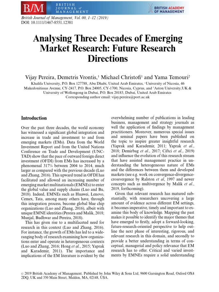Analysing Three Decades of Emerging Market Research | PDF | Qualitative ...