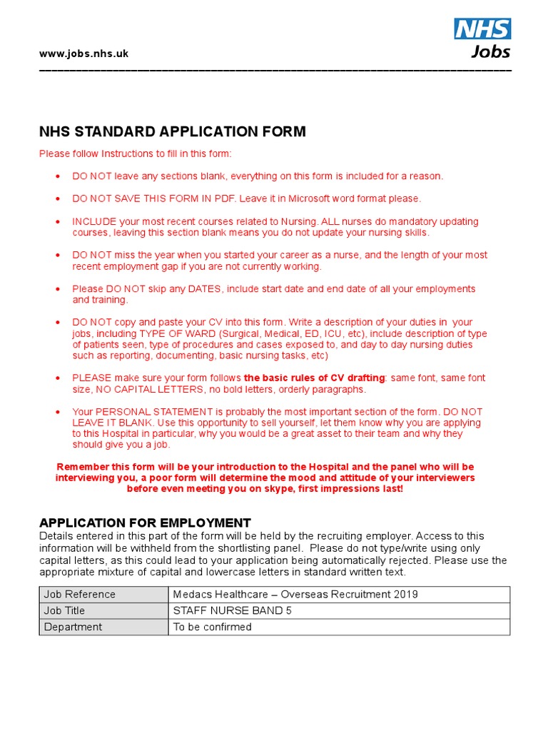 NHS Staff Nurse Application Guide | PDF | Nursing | Discrimination