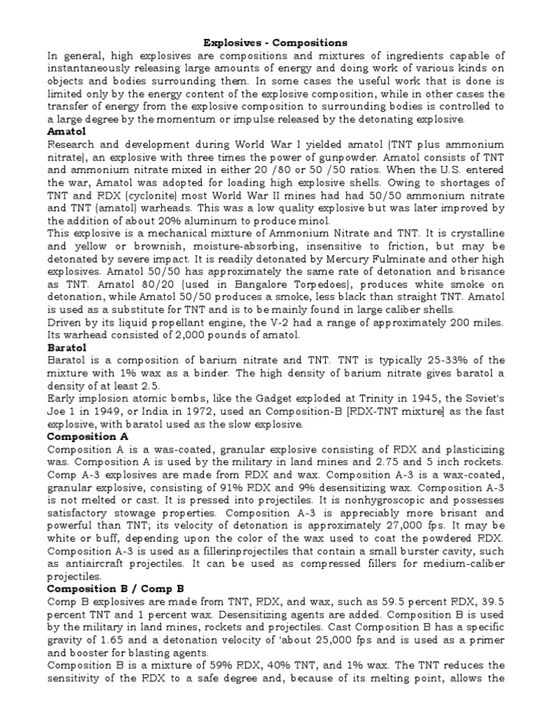 Explosives Type | PDF | Shell (Projectile) | Weaponry