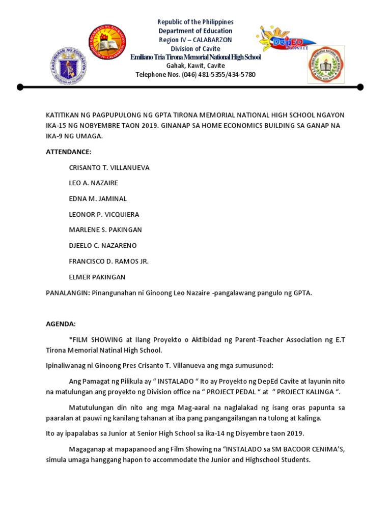Gpta Minutes of Meeting Upt | PDF