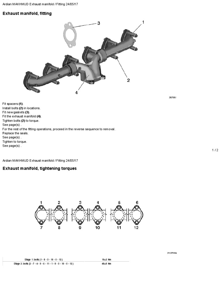 Exhaust Manifold, Fitting | PDF