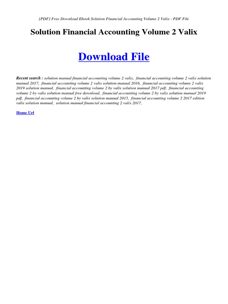 Solution Manual Financial Accounting Volume 2 Valix PDF | PDF