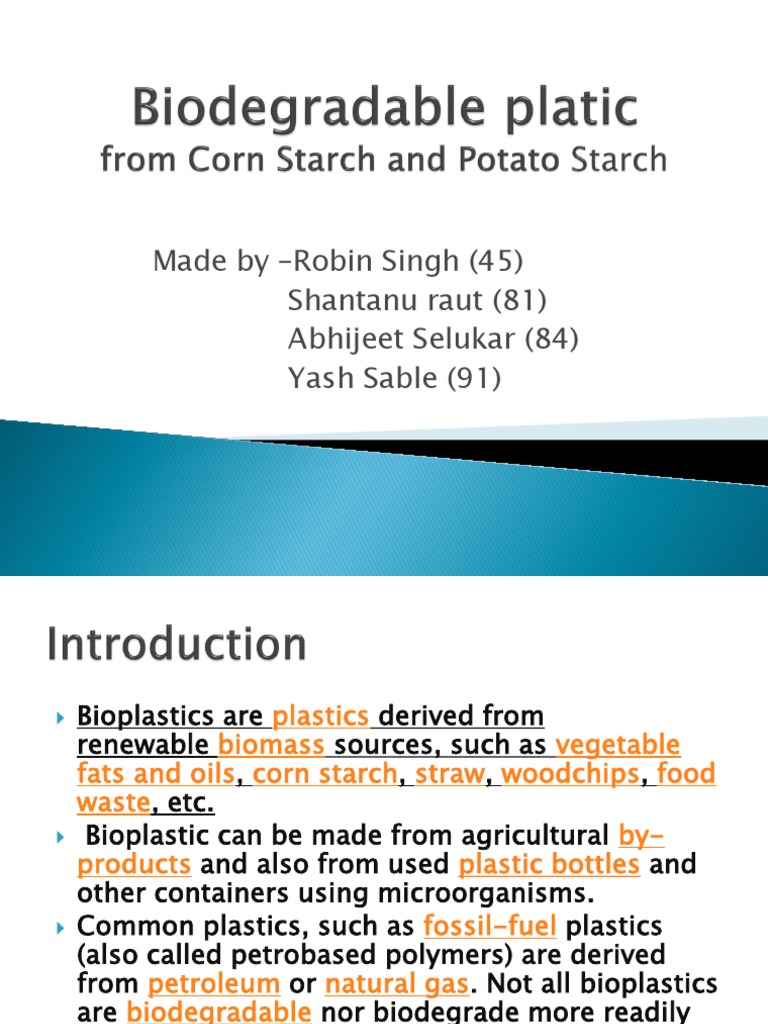 Biodegradable Plastic | PDF | Starch | Plastic