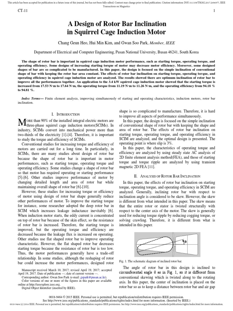 A Design of Rotor Bar Inclination | PDF | Electric Motor | Electromagnetism