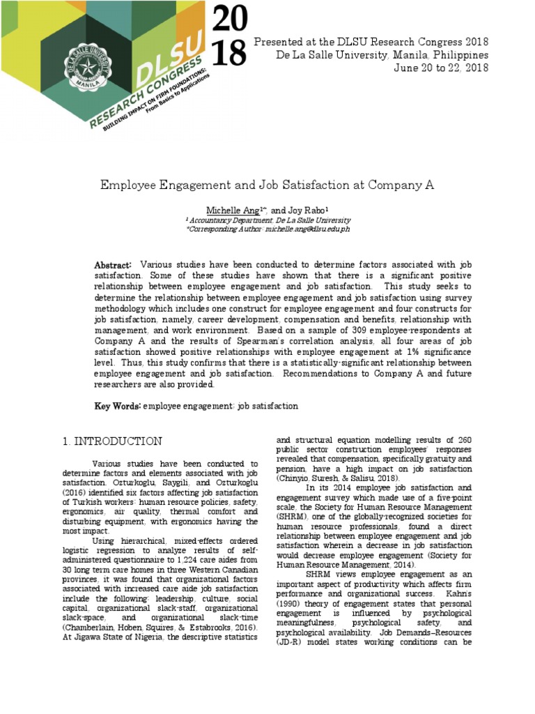 Dlsu Research Congress | PDF | Job Satisfaction | Employment
