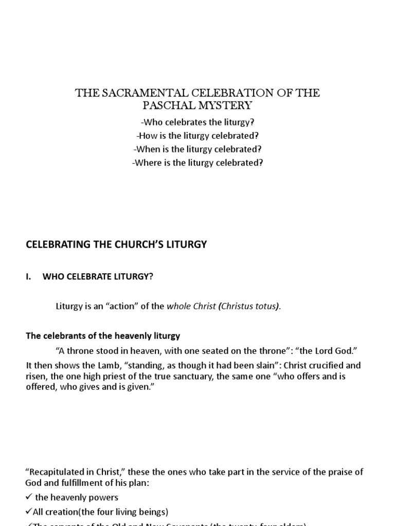 Understanding the Paschal Liturgy | PDF | Eucharist | Mass (Liturgy)