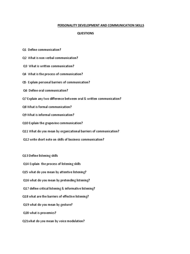 Business Communication Questions | PDF | Human Communication ...