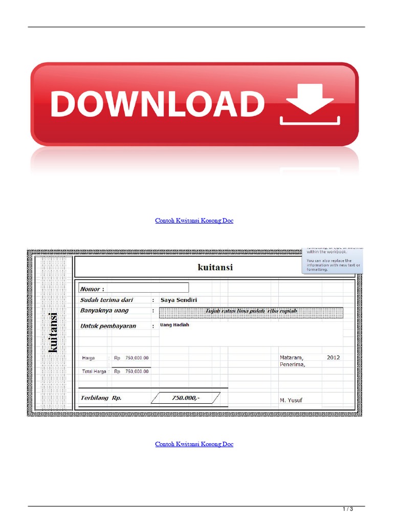 Template Kwitansi Kosong Word | PDF