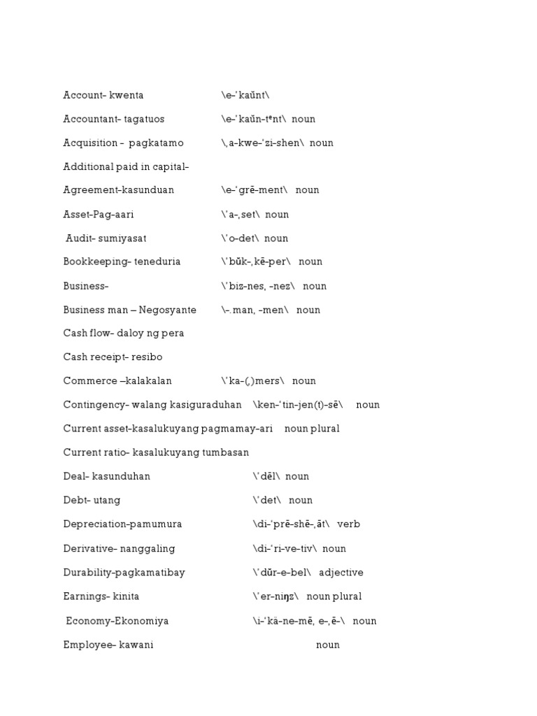 English - Filipino Accounting Dictionary | PDF