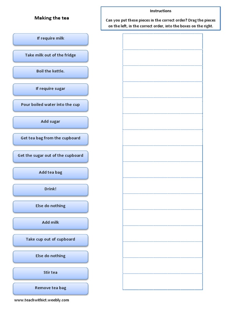 Making The Tea Task Pdf
