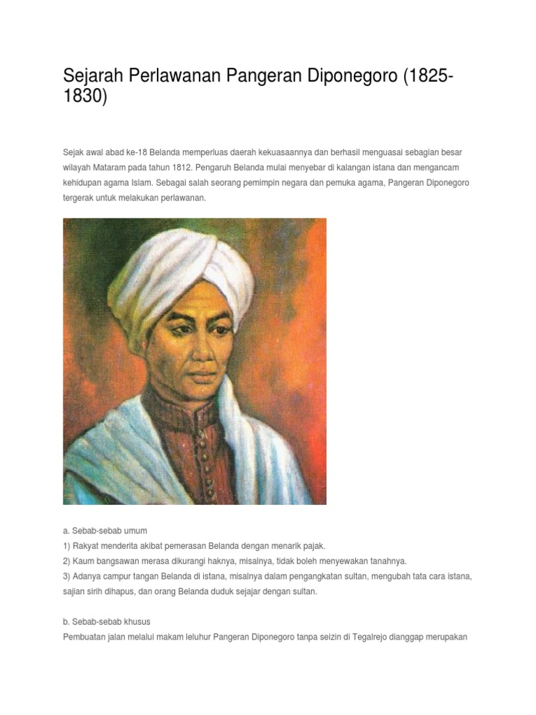 Sejarah Perlawanan Pangeran Diponegoro | PDF