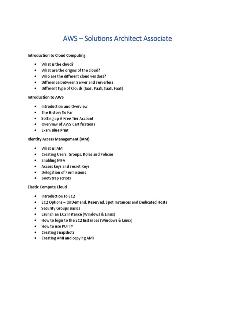 AWS Solutions Architect Associate Guide | PDF | Cloud Computing ...