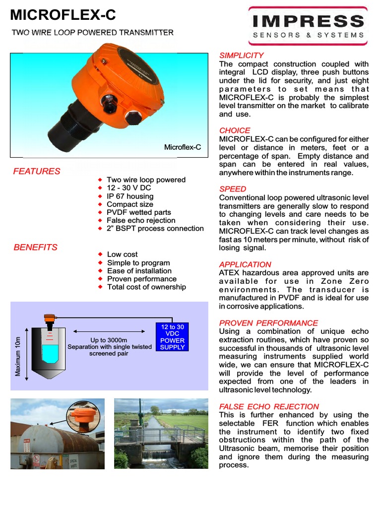 D Microflex C Ultrasonic Level Transmitter | PDF | Ultrasound | Celsius