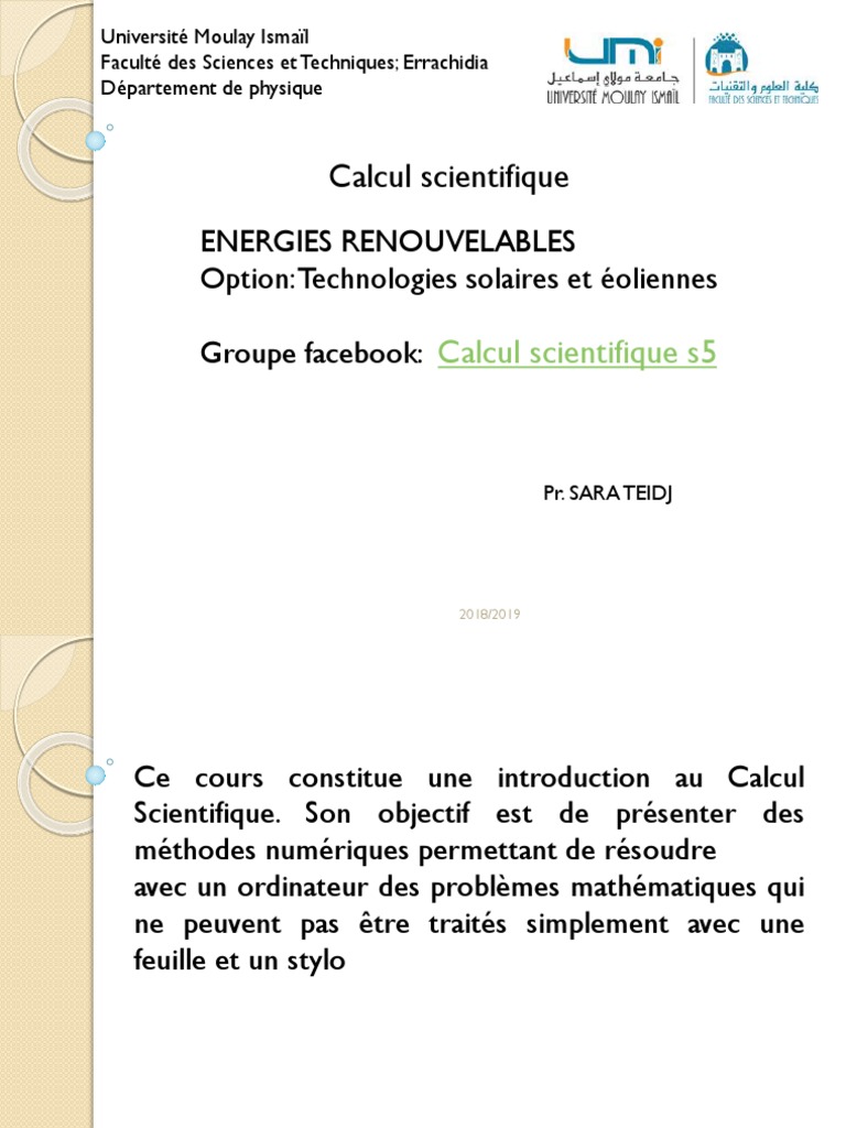 Séance 1-Calcul Scientifique | PDF | Scalaire (mathématiques) | Matrice (Mathématiques)