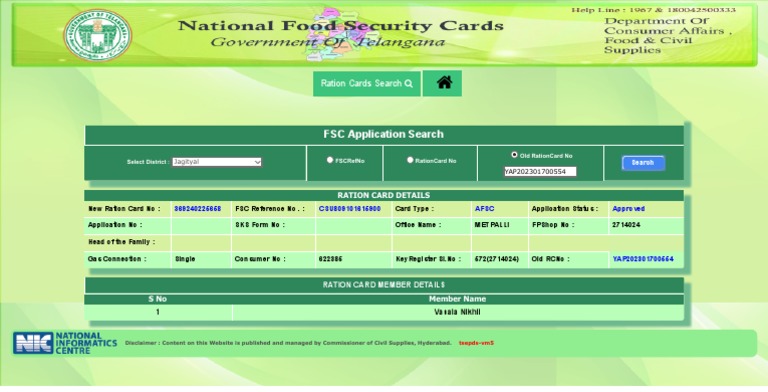 FSC Application and Ration Card Details | PDF