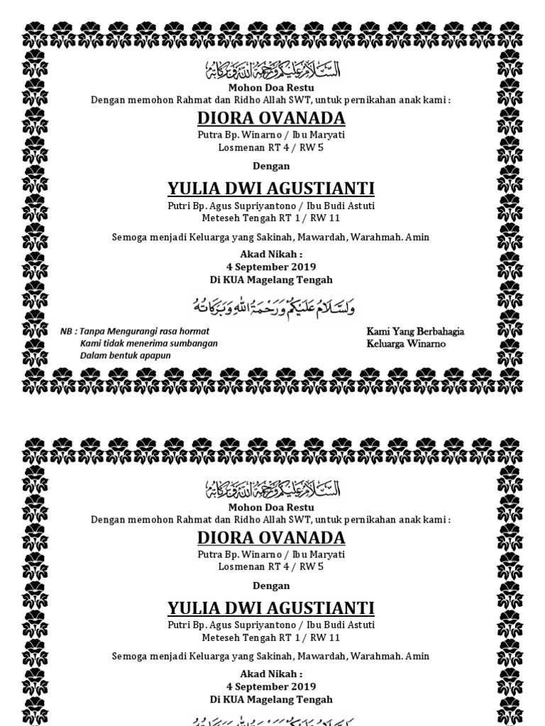 Undangan Nikahan Mohon Doa Restu | PDF