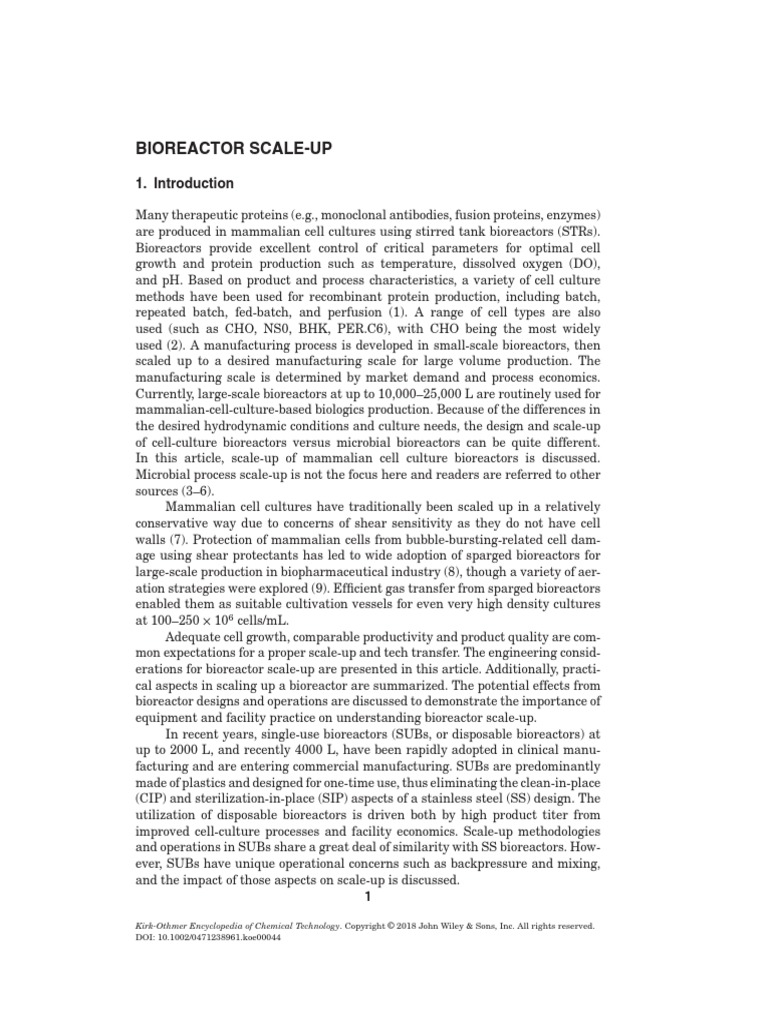 Bioreactor Scale-Up PDF | PDF | Reynolds Number | Turbulence