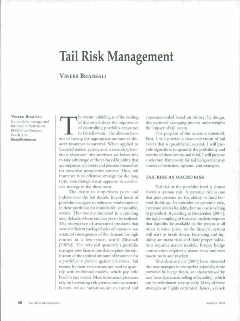 Tail Risk Management: A Framework for Quantifying Tail Risk and ...