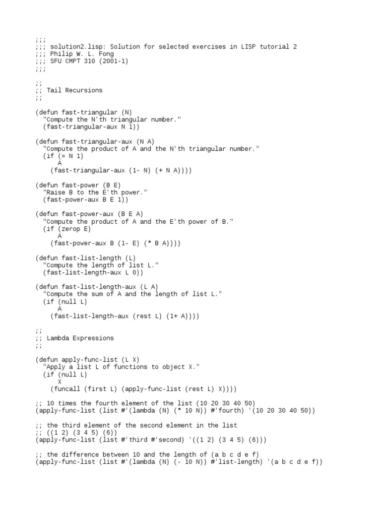 Solution2 Lisp Pdf Theoretical Computer Science Algorithms And Data Structures 