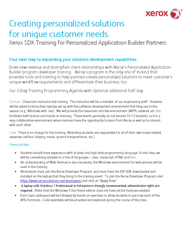 Xerox Developer Training Course | PDF | Application Software | Mobile App