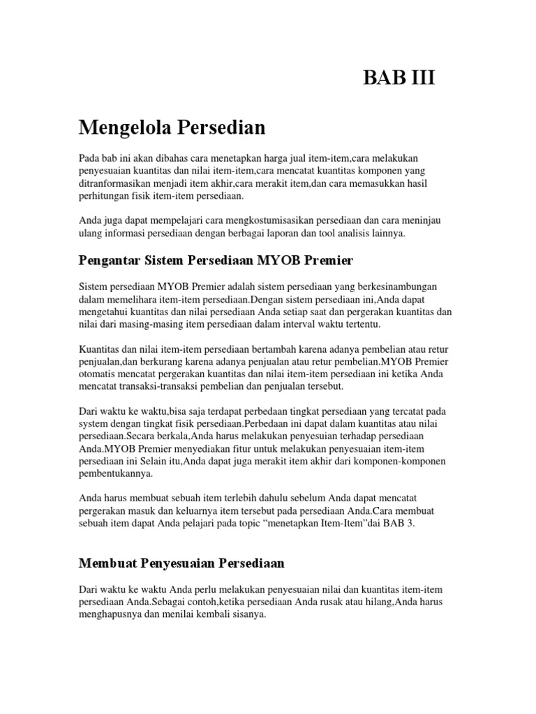 Modul MYOB Persediaan | PDF