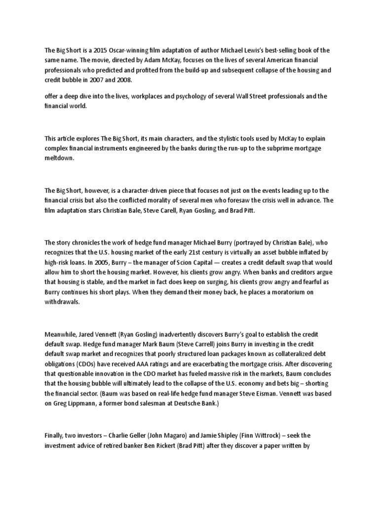 Three Interwoven Stories of the Housing Market Collapse: Michael Burry ...