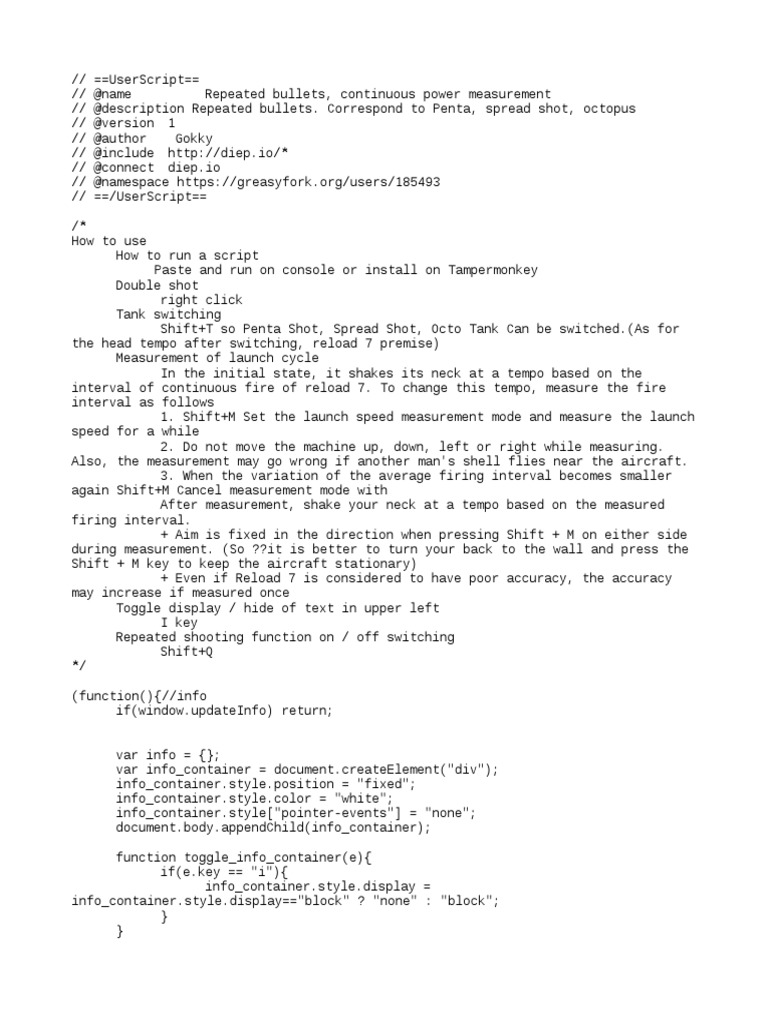 Diep Stack Bullets Script | PDF