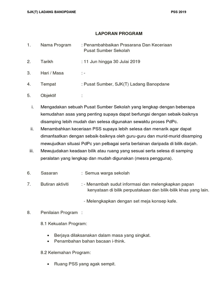Laporan Program Pss | PDF