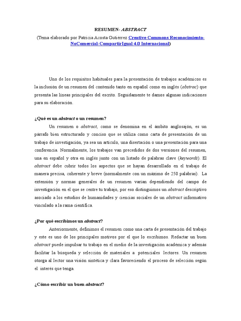 Guía para Escribir Un Abstract | PDF | Sumario abstracto) | Academia